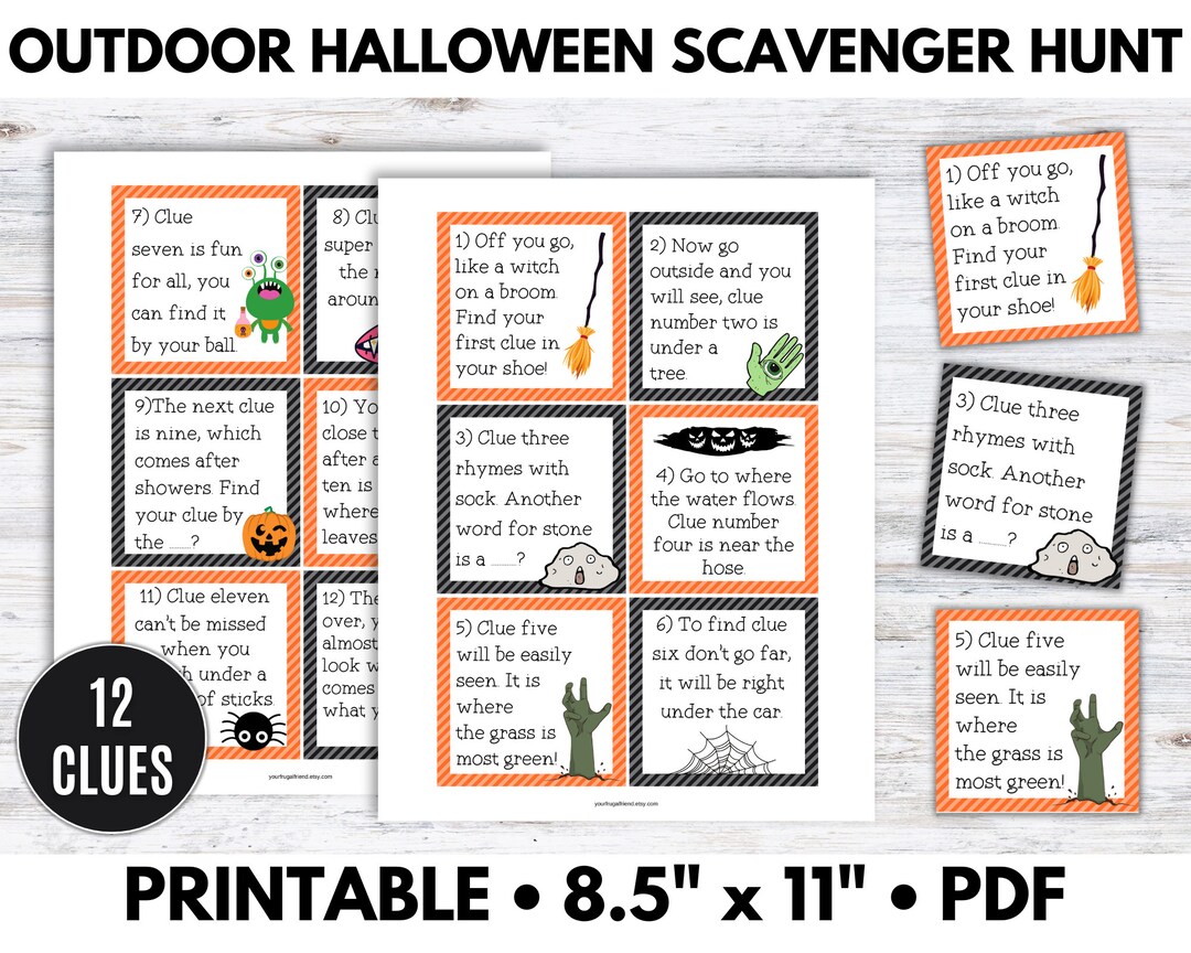 Outdoor Halloween Scavenger Hunt, Halloween Game for Kids, Scavenger ...