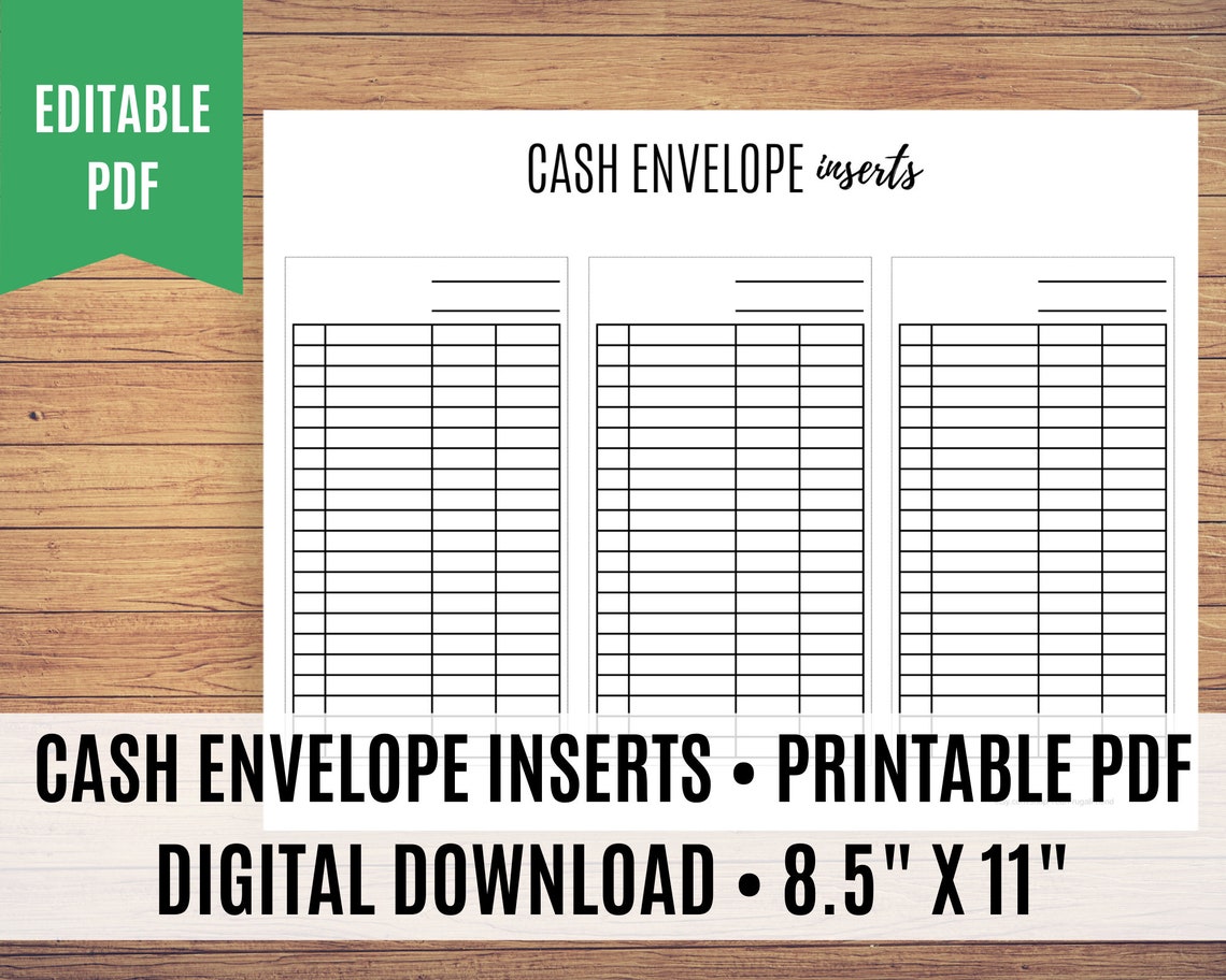 Cash Envelope Inserts Cash Envelope Tracker Cash Envelope - Etsy
