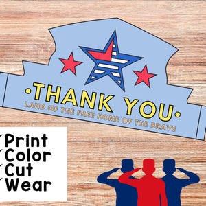 Veterans Day Paper Crown Hat Template, DIY Kids Craft Project for ...