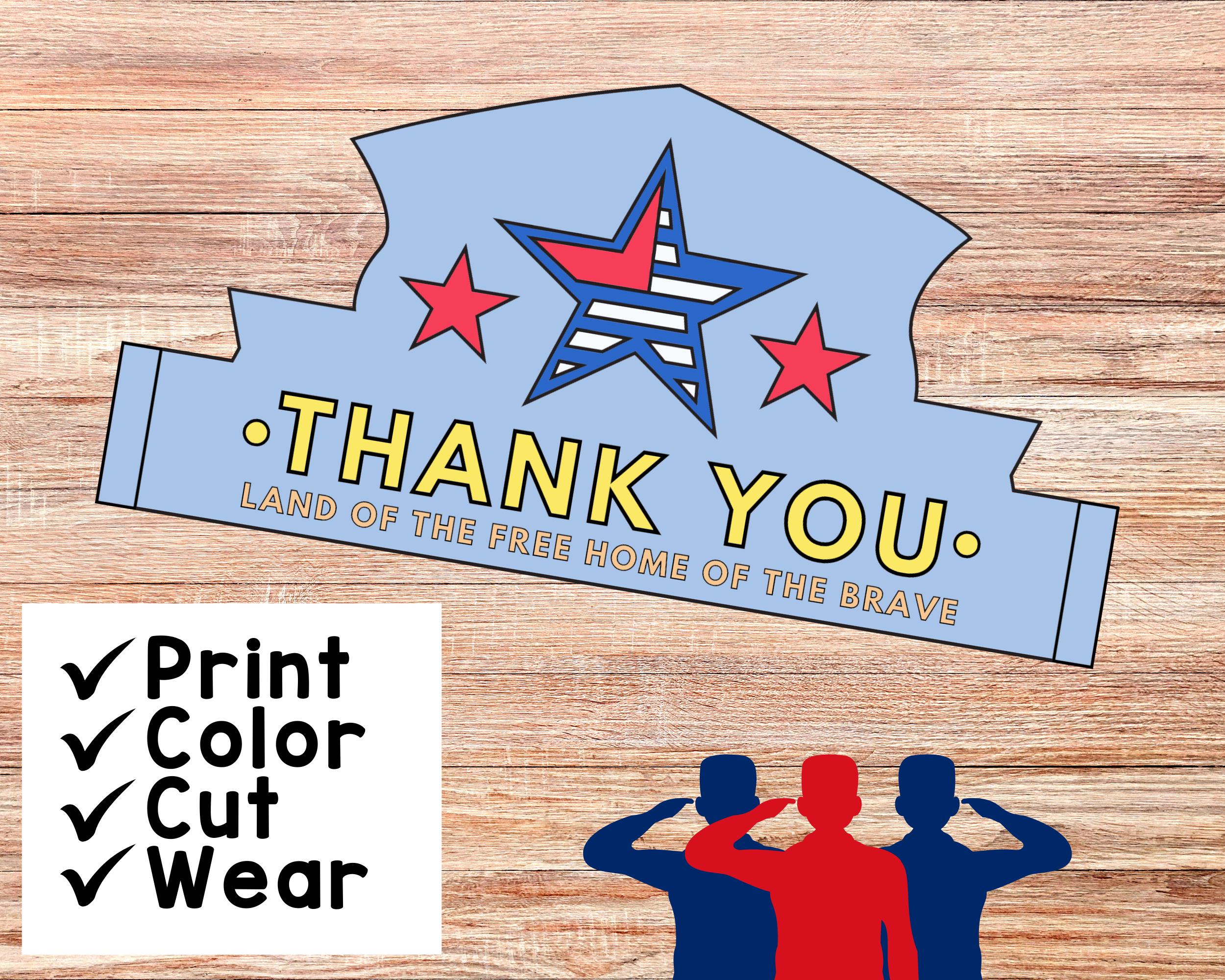 Veterans Day Paper Crown Hat Template, DIY Kids Craft Project for ...