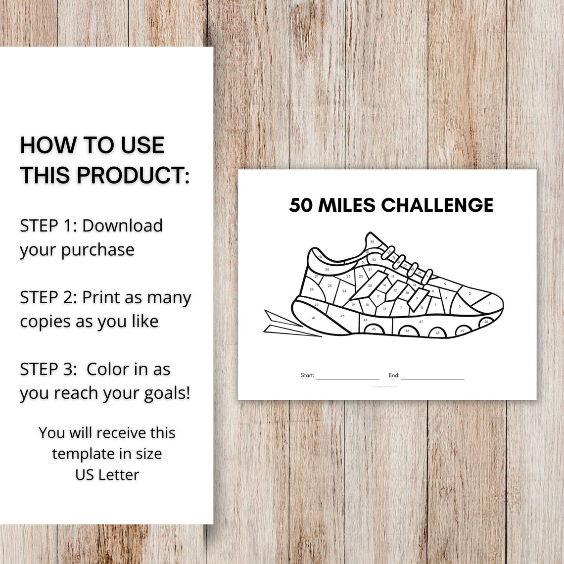 50 Miles Walking/running Challenge Tracker, Printable, Workout Tracker ...