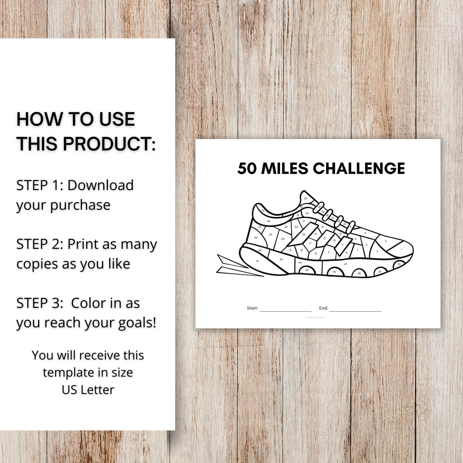 50 Miles Walking/running Challenge Tracker, Printable, Workout Tracker ...