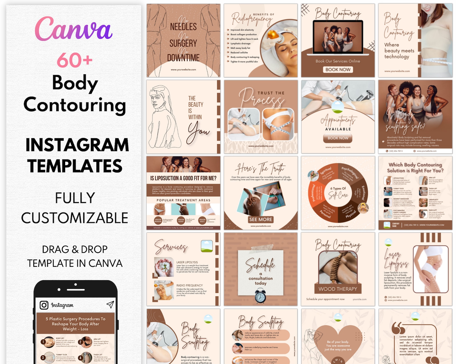 Editable Body Contouring Instagram Post Template, Body Sculpting Social ...