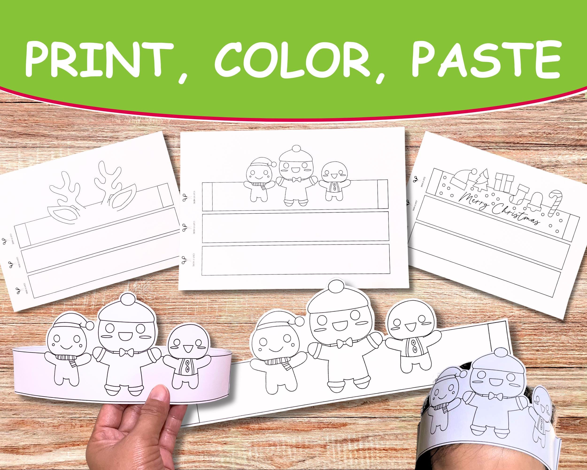 24 Christmas Printable Paper Crown Hat Template, DIY Kids Craft Project ...