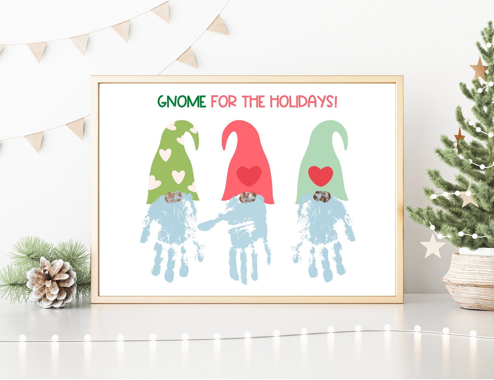 Gnome Handprint Kids Christmas Craft, Baby's First Christmas, Toddler ...