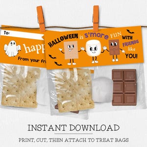 Retro Halloween Treat Tag, Boo Basket Tag, Smores Tags, S'mores Favor ...