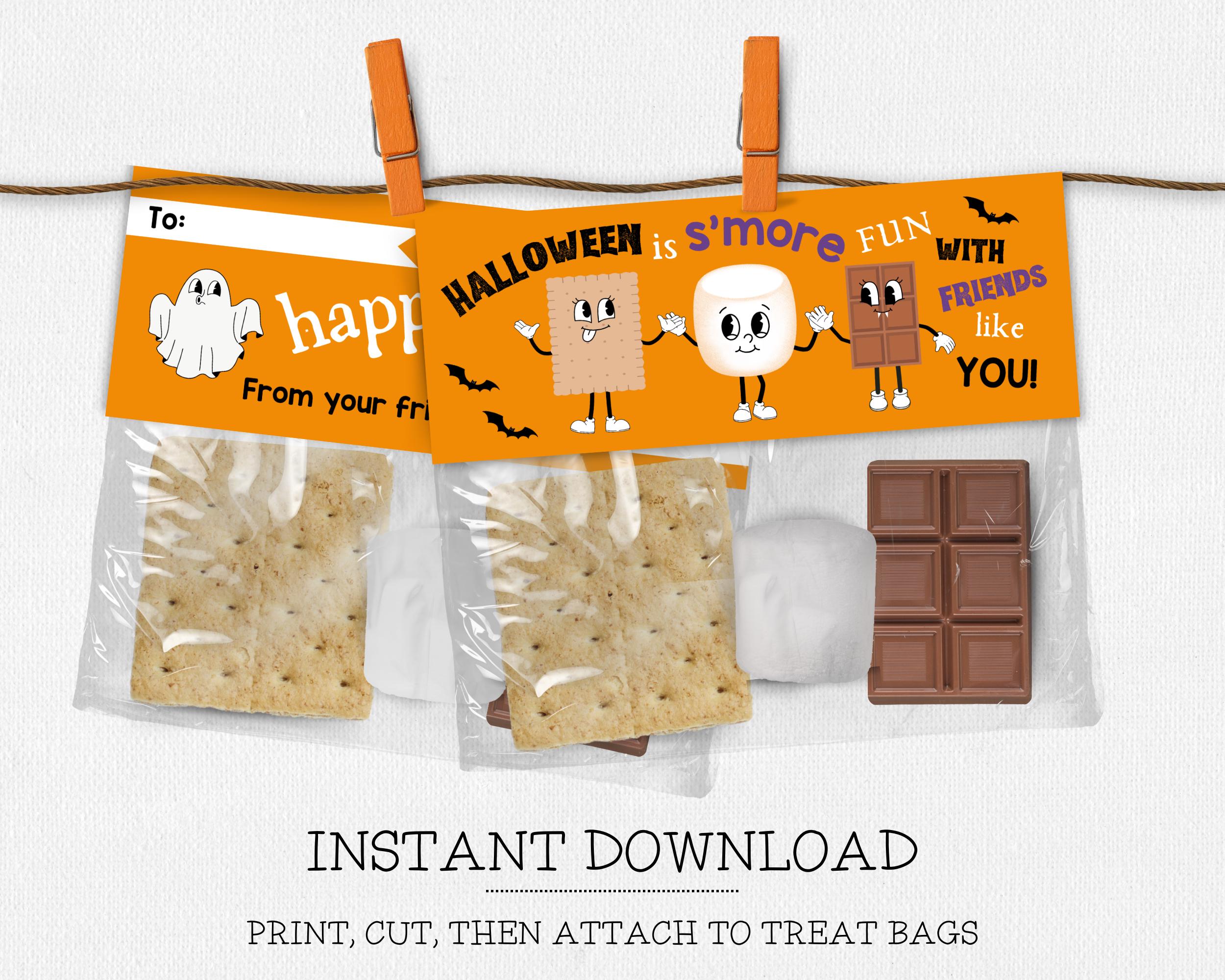 Retro Halloween Treat Tag, Boo Basket Tag, Smores Tags, S'mores Favor ...