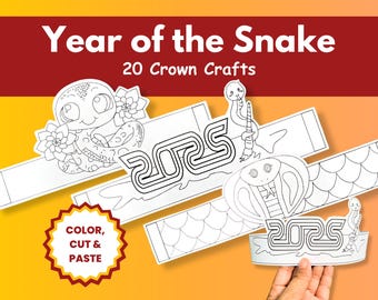 Lunar New Year Paper Crown Hats, Year of the Snake Paper Crown Craft ...