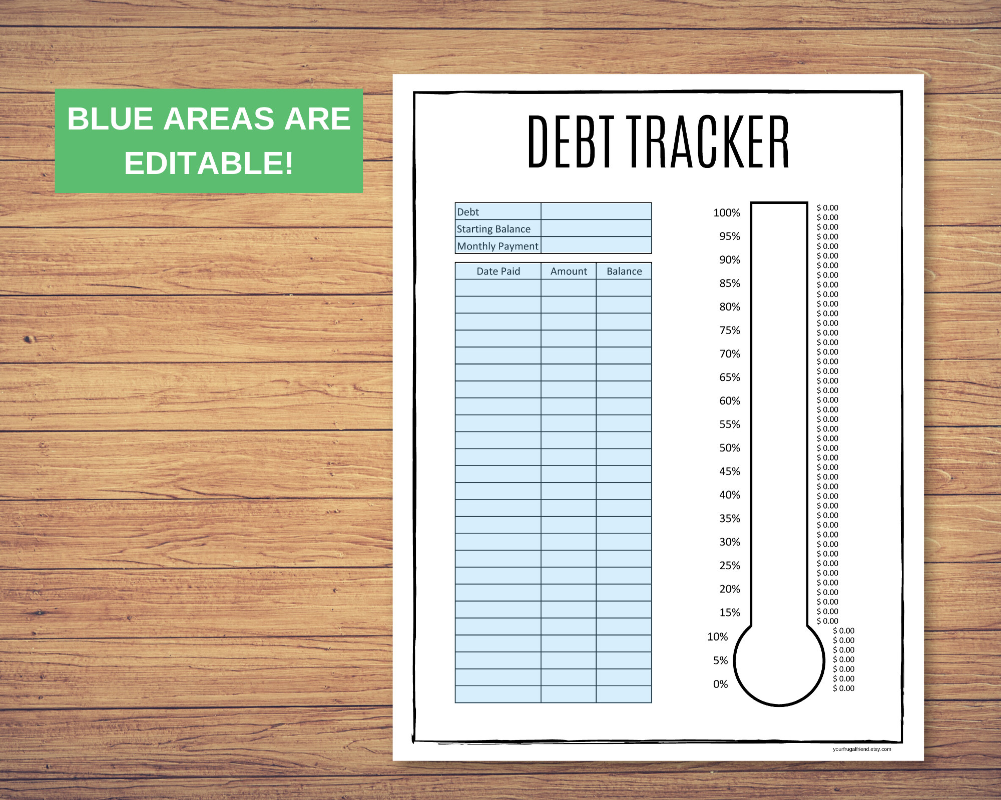 Debt Tracker Printable, Debt Free, Debt Payoff, Editable PDF ...