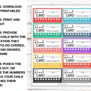 Reward Card, Punch Card Reward System, Kid's Reward Coupons, Reward ...