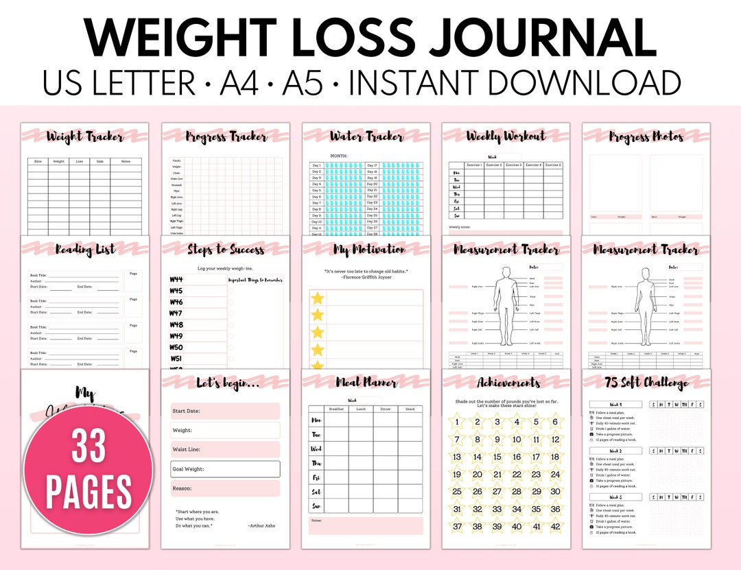 Weight Loss Journal, Weight Loss Tracker, Weight Loss Planner, Fitness ...