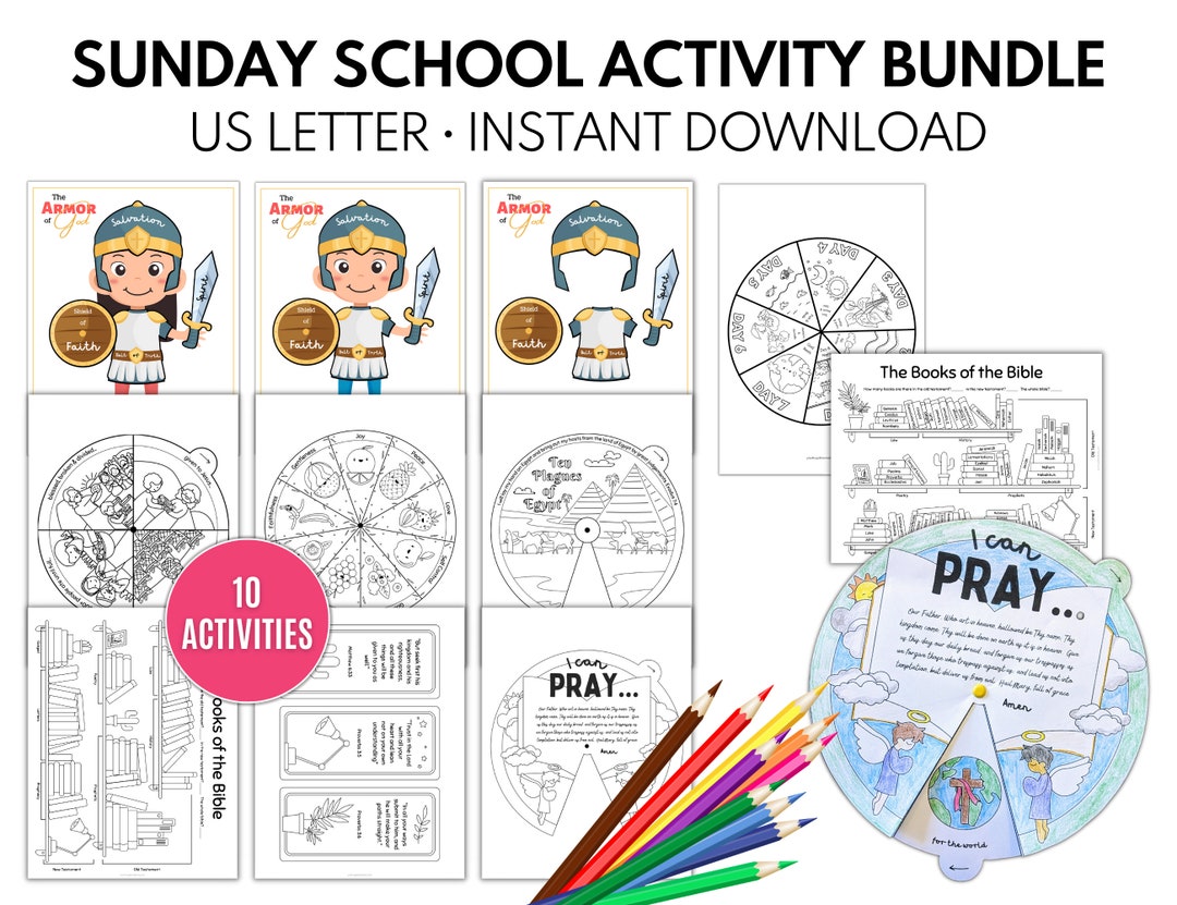 Sunday School Activity Bundle, Armor of God, Books From the Bible ...