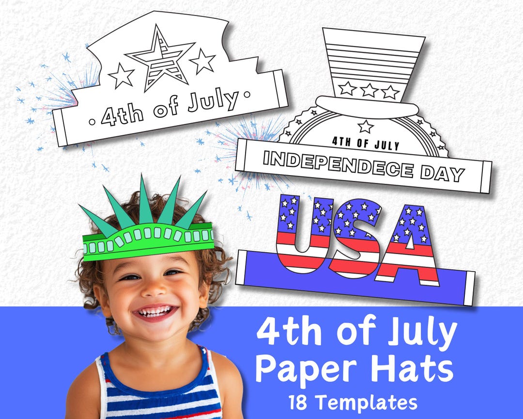 4th of July Paper Crown Craft, Patriotic Paper Hat Craft, Independence ...