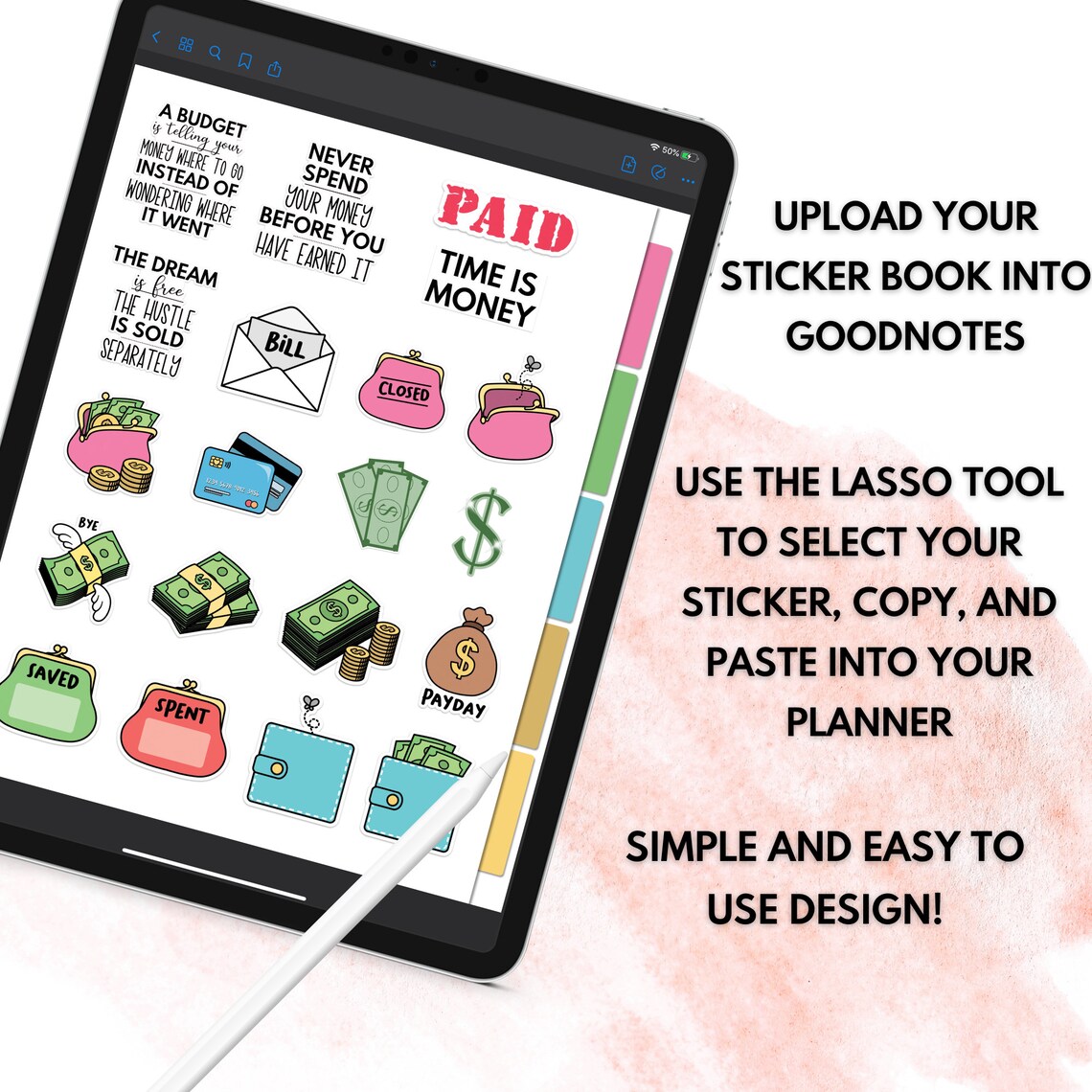 Digital Financial Stickers Digital Sticker Book Goodnotes | Etsy