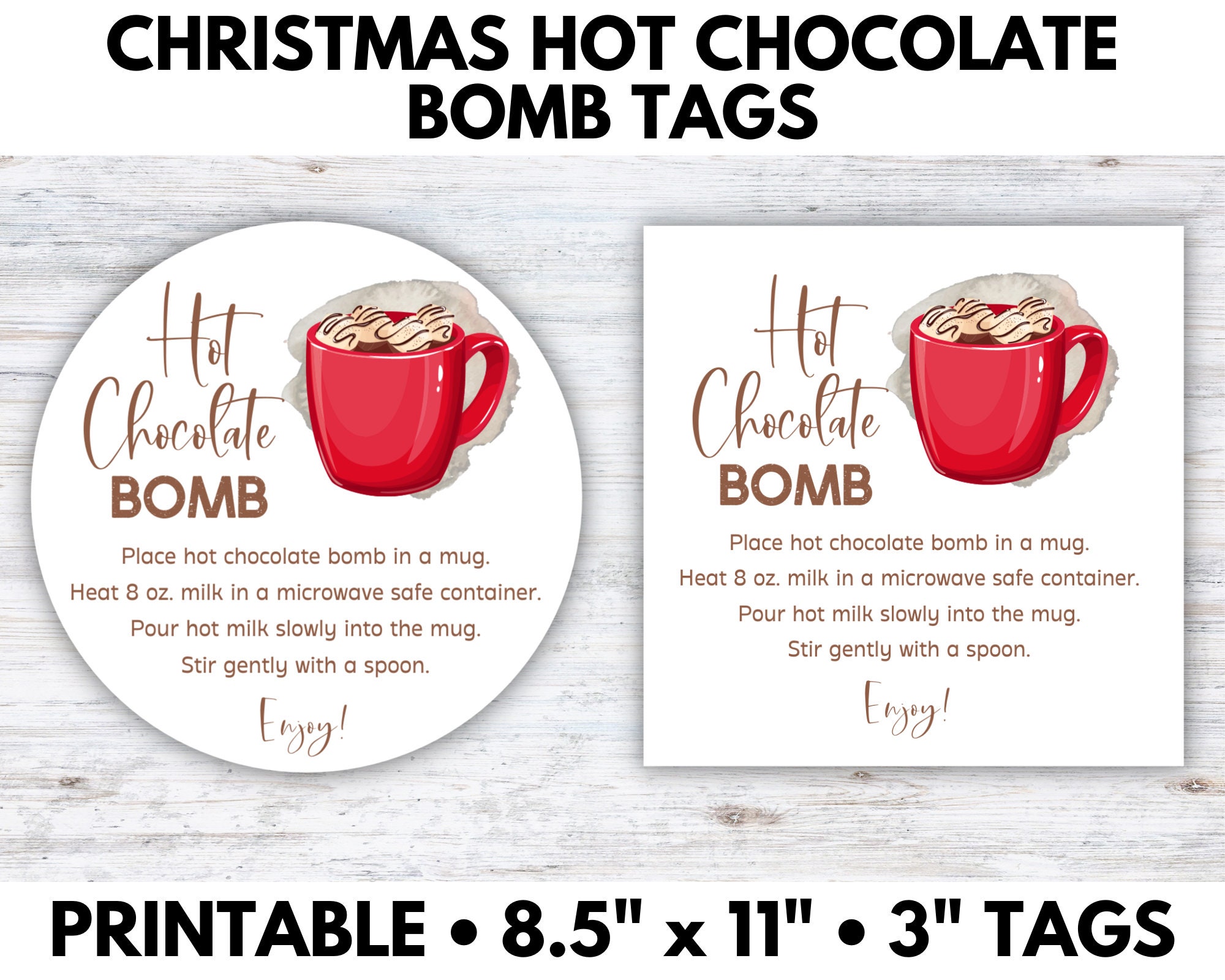 Christmas Hot Chocolate Bomb Tags Chocolate Bomb - Etsy