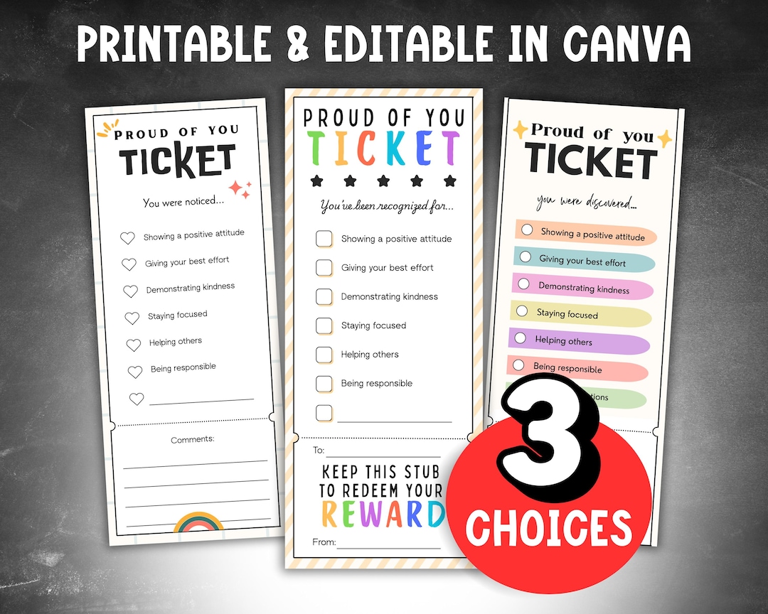 Proud of You Tickets, Positive Behavior Notes, Positive Note, Reward ...