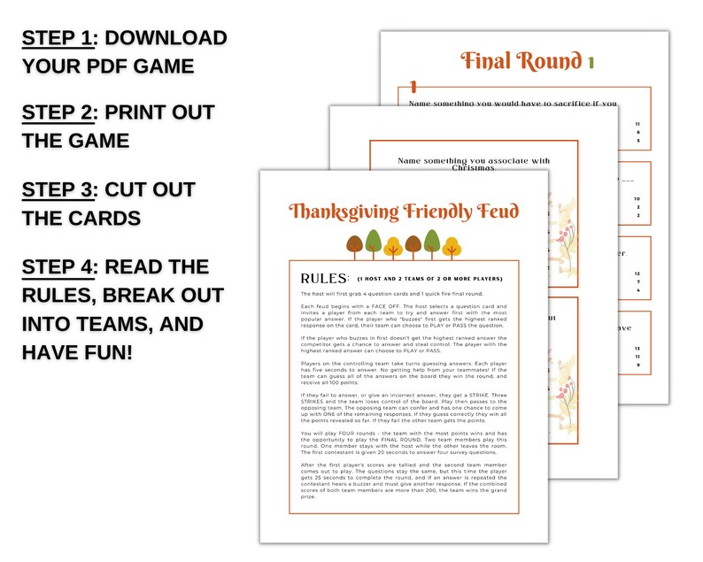 Thanksgiving Feud Game Friendly Feud Thanksgiving Party - Etsy
