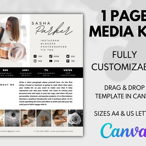 MEDIA KIT & Rate Card Template for Instagram Tiktok - Etsy