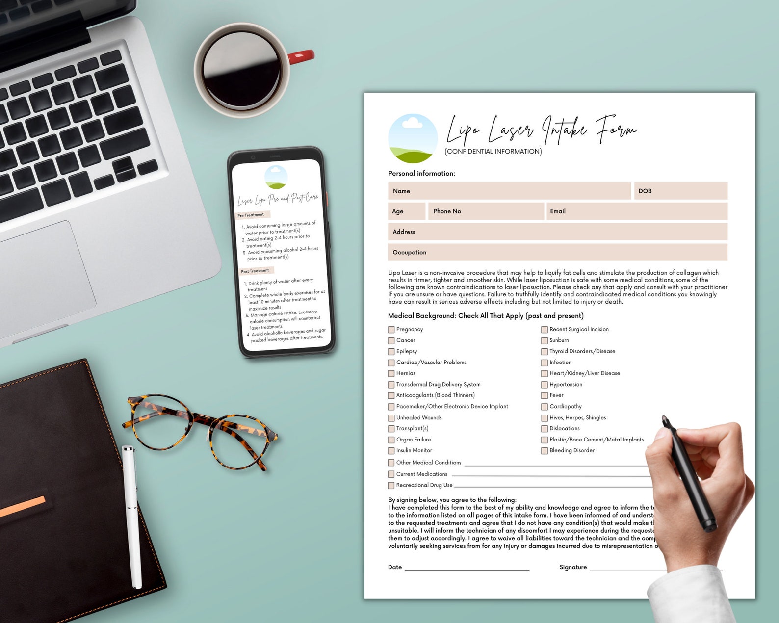 Editable Lipo Laser Form, Body Sculpting Form, Consent Form, Informed ...