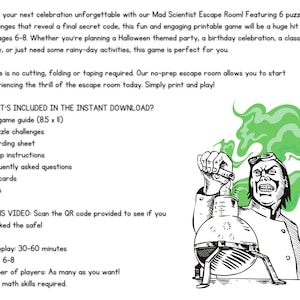Mad Scientist Escape Room Game, Halloween Escape Room Game, Escape Room ...