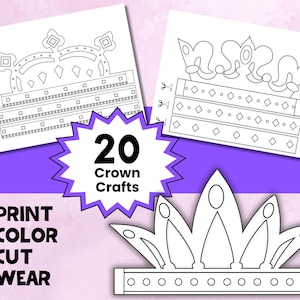 Paper Crown Craft, King Queen Hat Coloring, Princess Royal Celebration ...