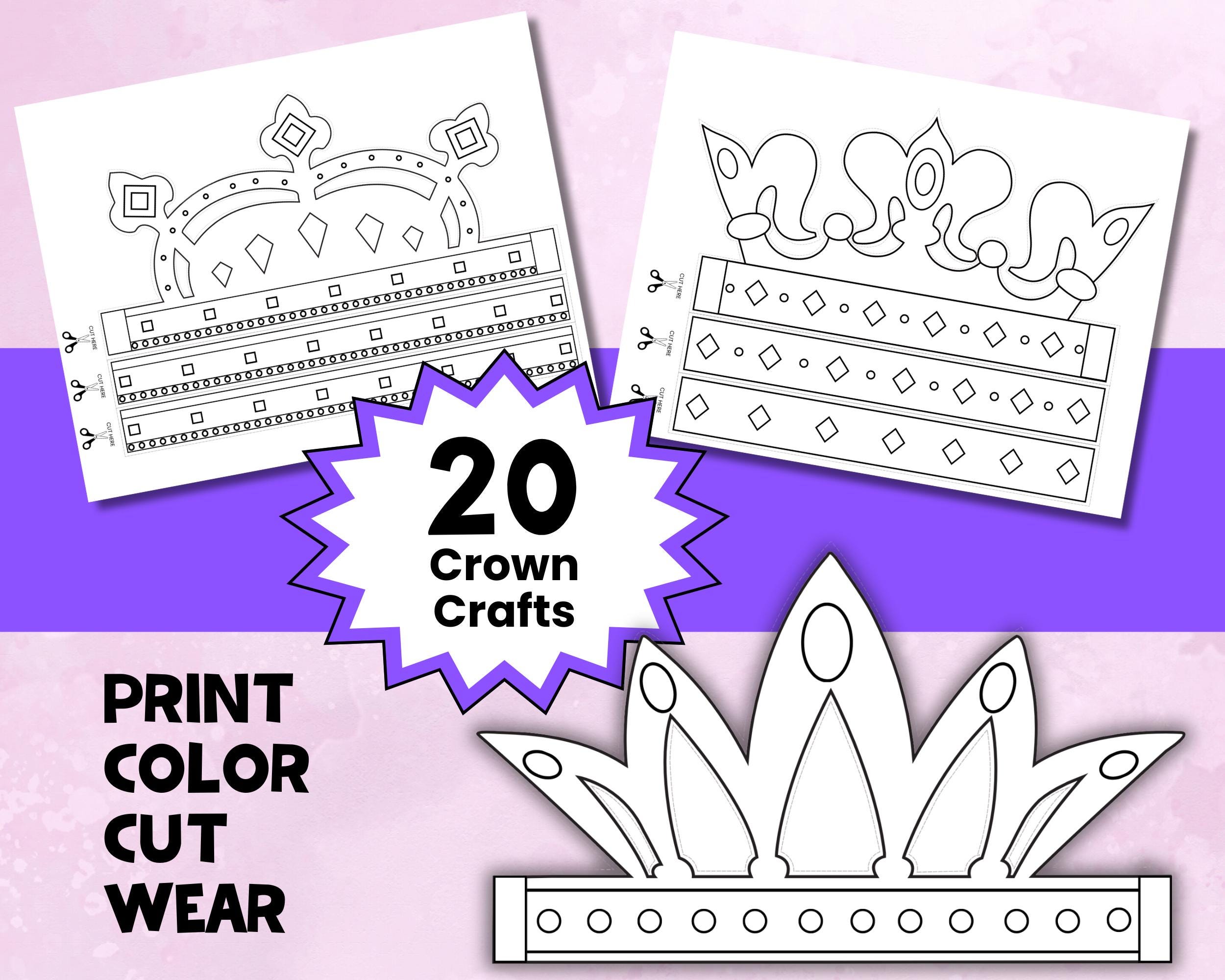Paper Crown Craft, King Queen Hat Coloring, Princess Royal Celebration ...