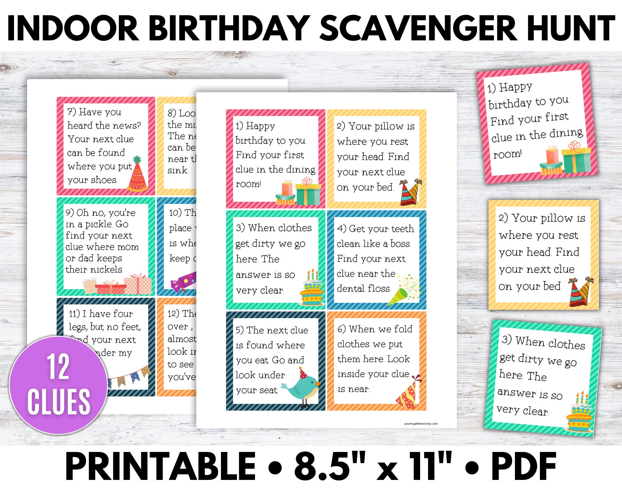 Indoor Birthday Scavenger Hunt Scavenger Hunt for Kids - Etsy