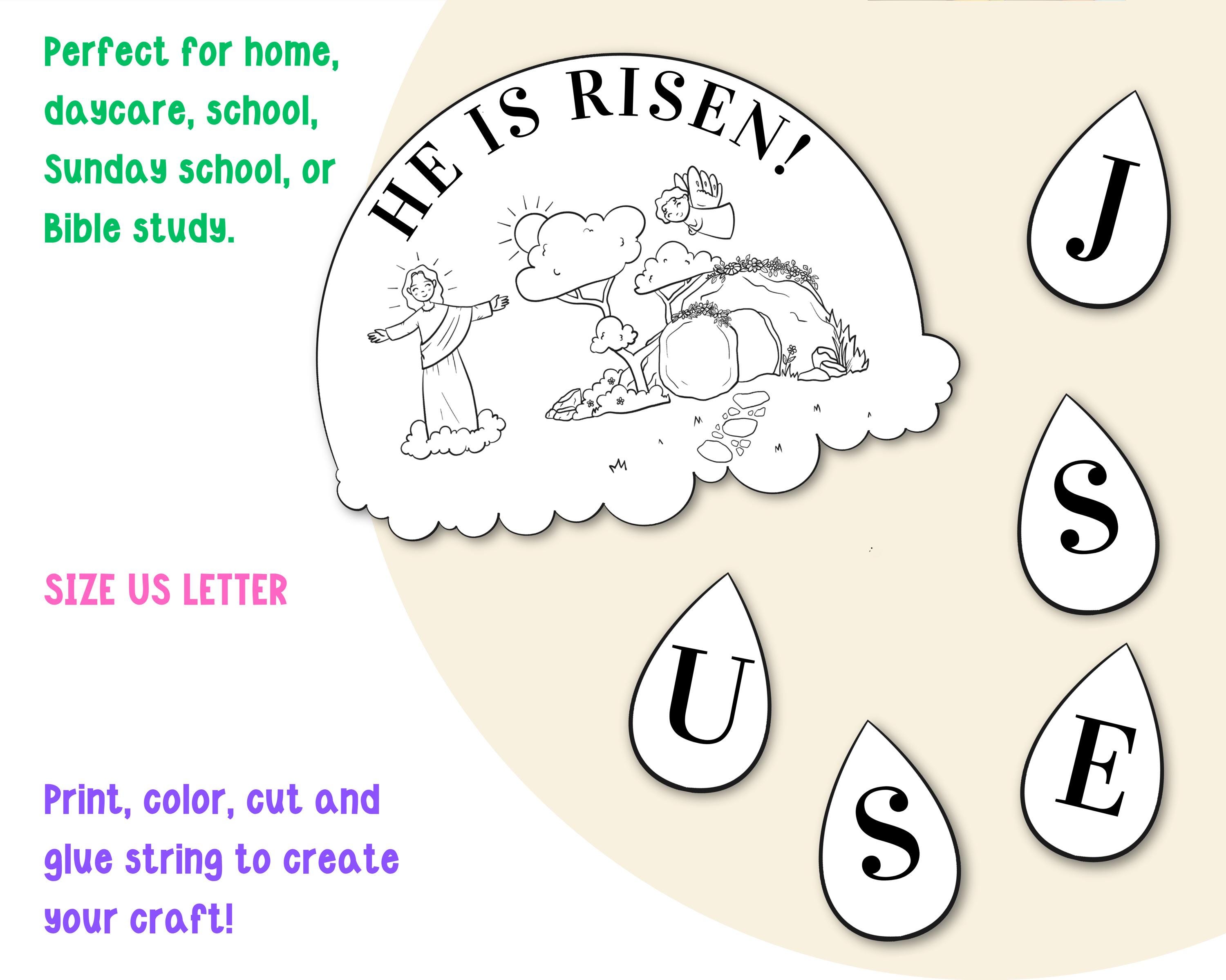 He is Risen Coloring Craft for Kids, Sunday School Craft, Bible Story ...