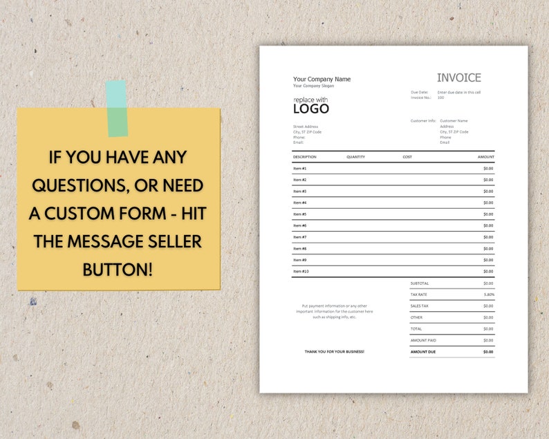 Invoice Template Invoice With Logo Invoice Template Word - Etsy