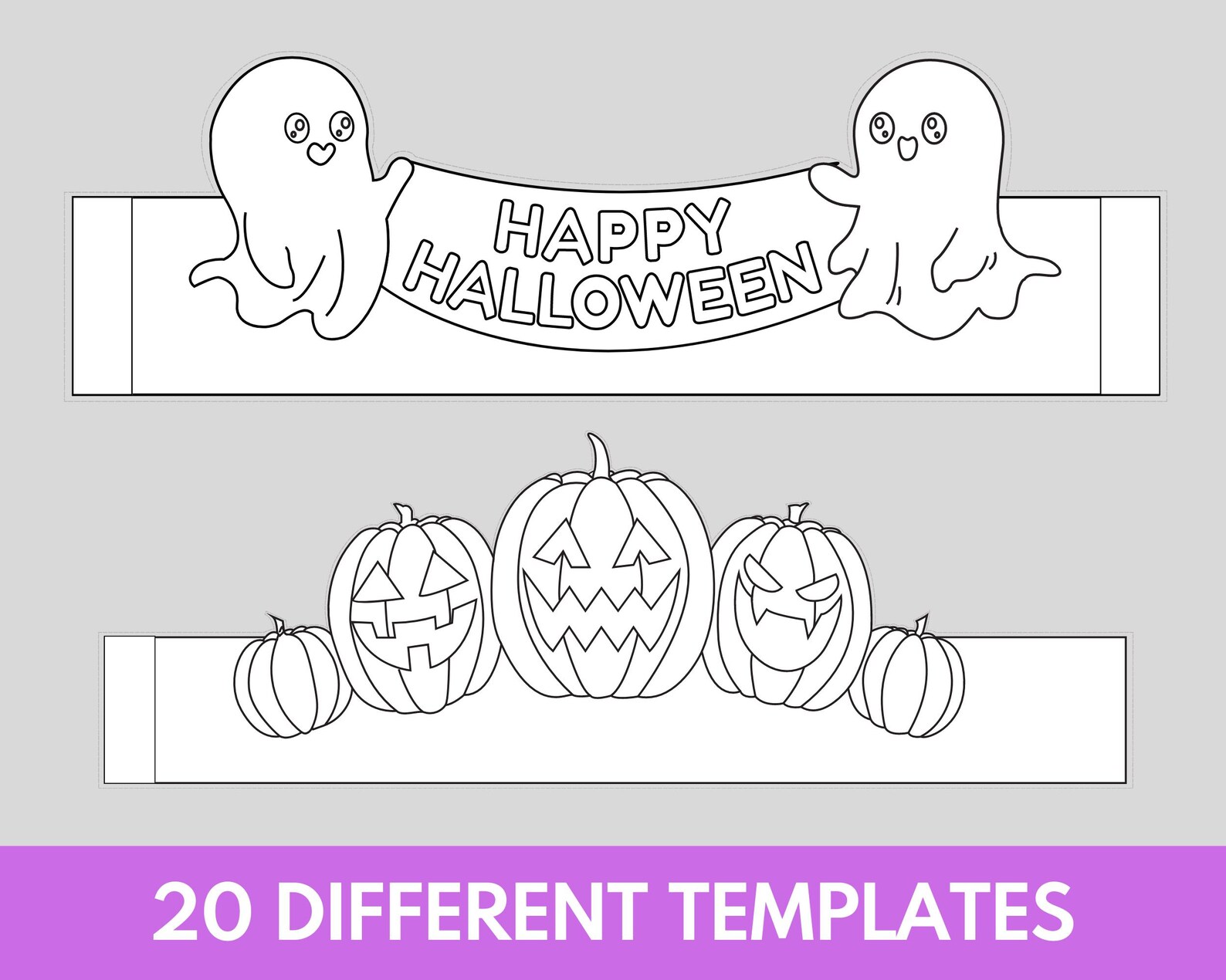 Halloween Paper Crowns, Halloween Coloring Craft, Halloween Party ...