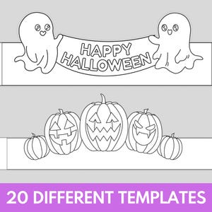 Halloween Paper Crowns, Halloween Coloring Craft, Halloween Party ...