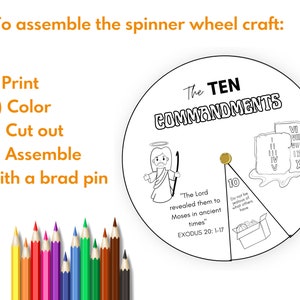 Ten Commandments Coloring Wheel, Sunday School Activity, EXODUS 20: 1 ...