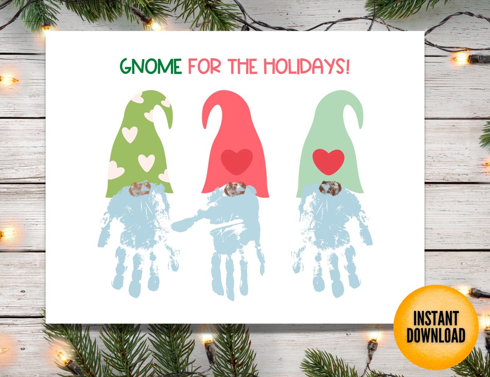 Gnome Handprint Kids Christmas Craft, Baby's First Christmas, Toddler ...