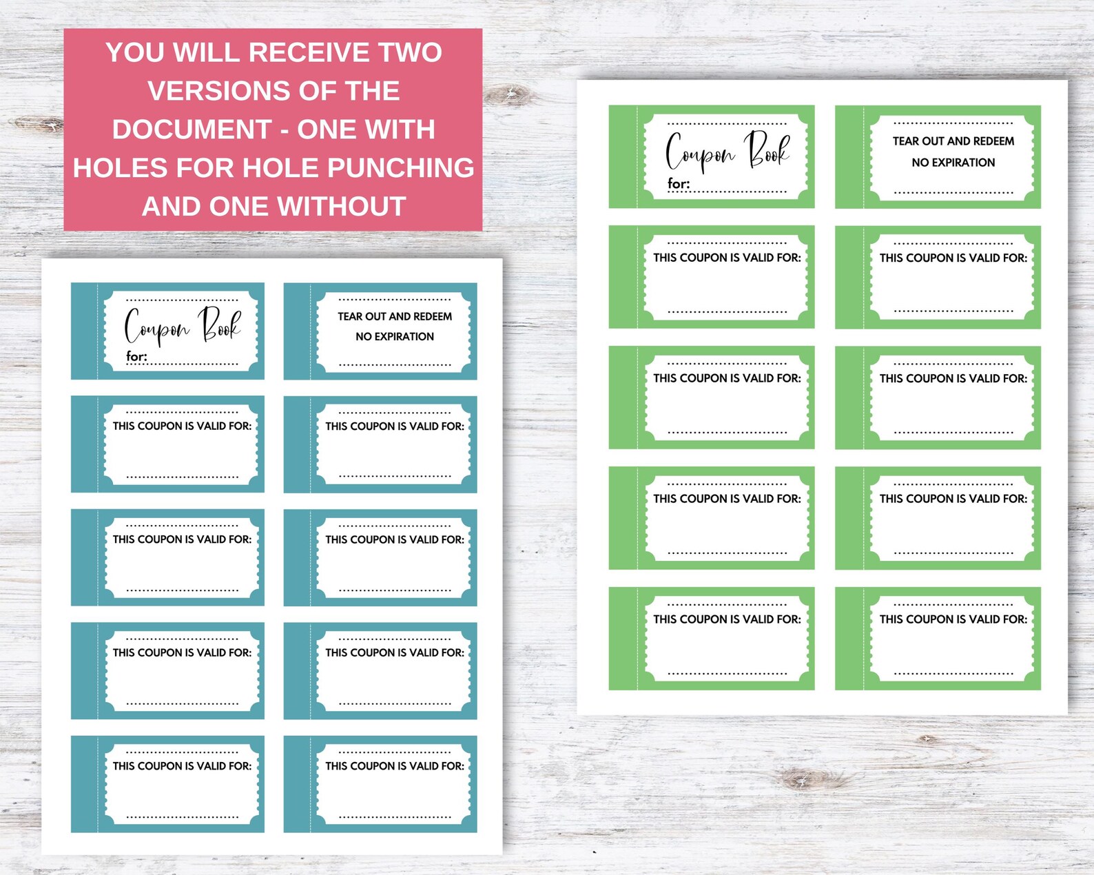 Editable Coupon Book Template, Customizable Coupon Book Blank, Blank ...