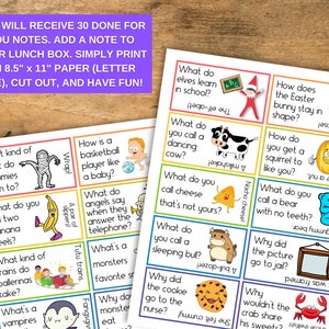 Joke Lunch Box Notes for Kids, Lunchbox Notes, Lunchbox Note Templates ...