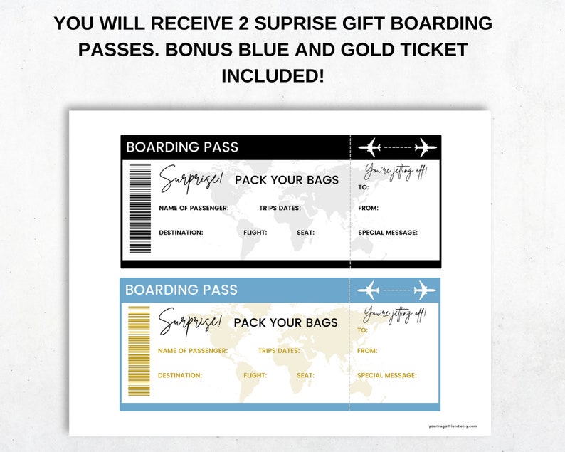 Custom Boarding Pass Surprise Trip Surprise Ticket Boarding - Etsy