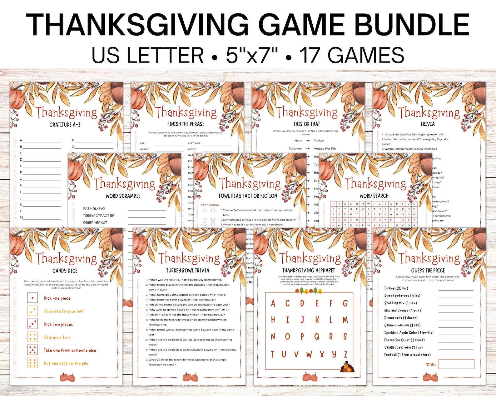 Thanksgiving Game Bundle Thanksgiving Trivia I'm - Etsy