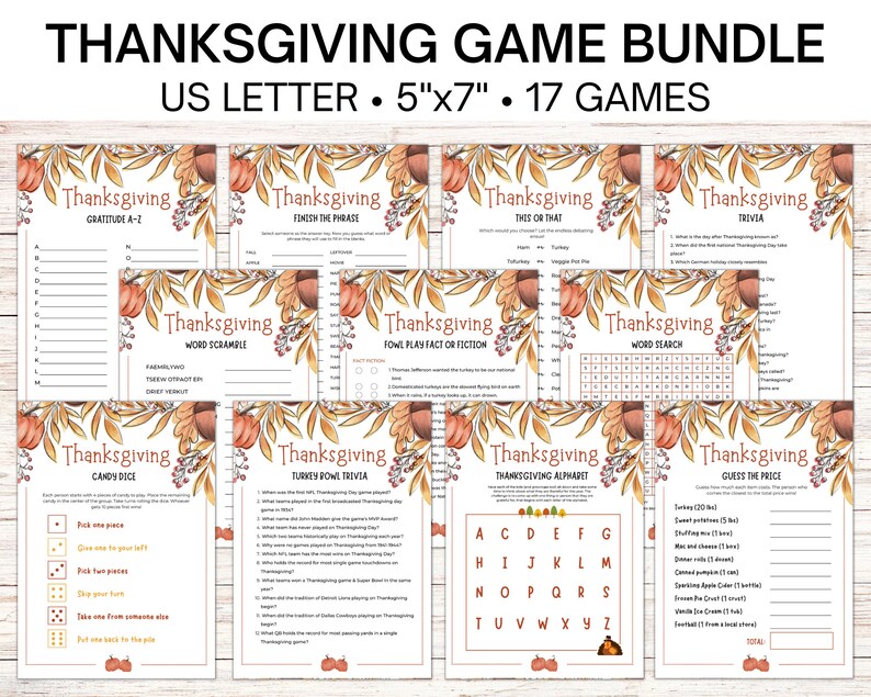 Thanksgiving Game Bundle Thanksgiving Trivia I'm - Etsy