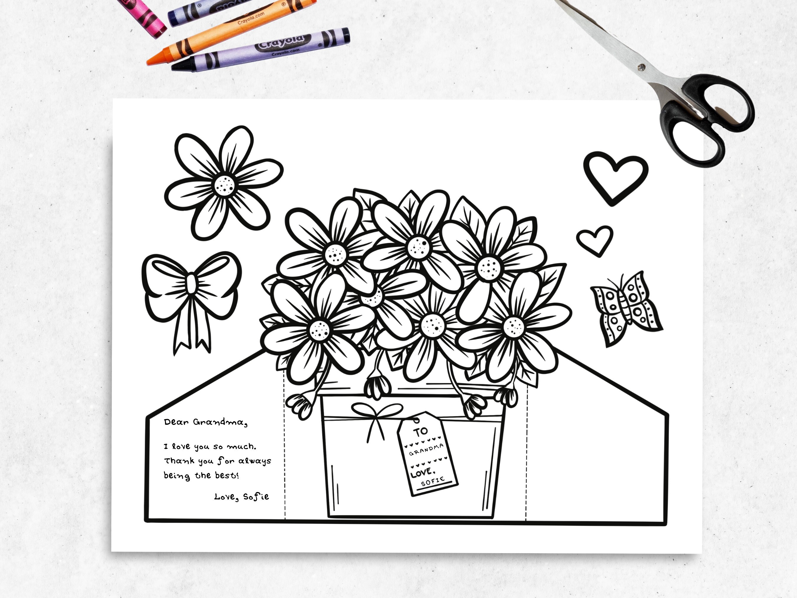 Grandparent's Day Craft, Coloring Card, Gift From Child, Preschool ...