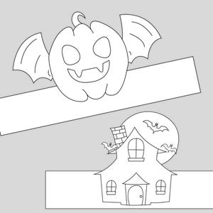 Halloween Paper Crowns, Halloween Coloring Craft, Halloween Party ...
