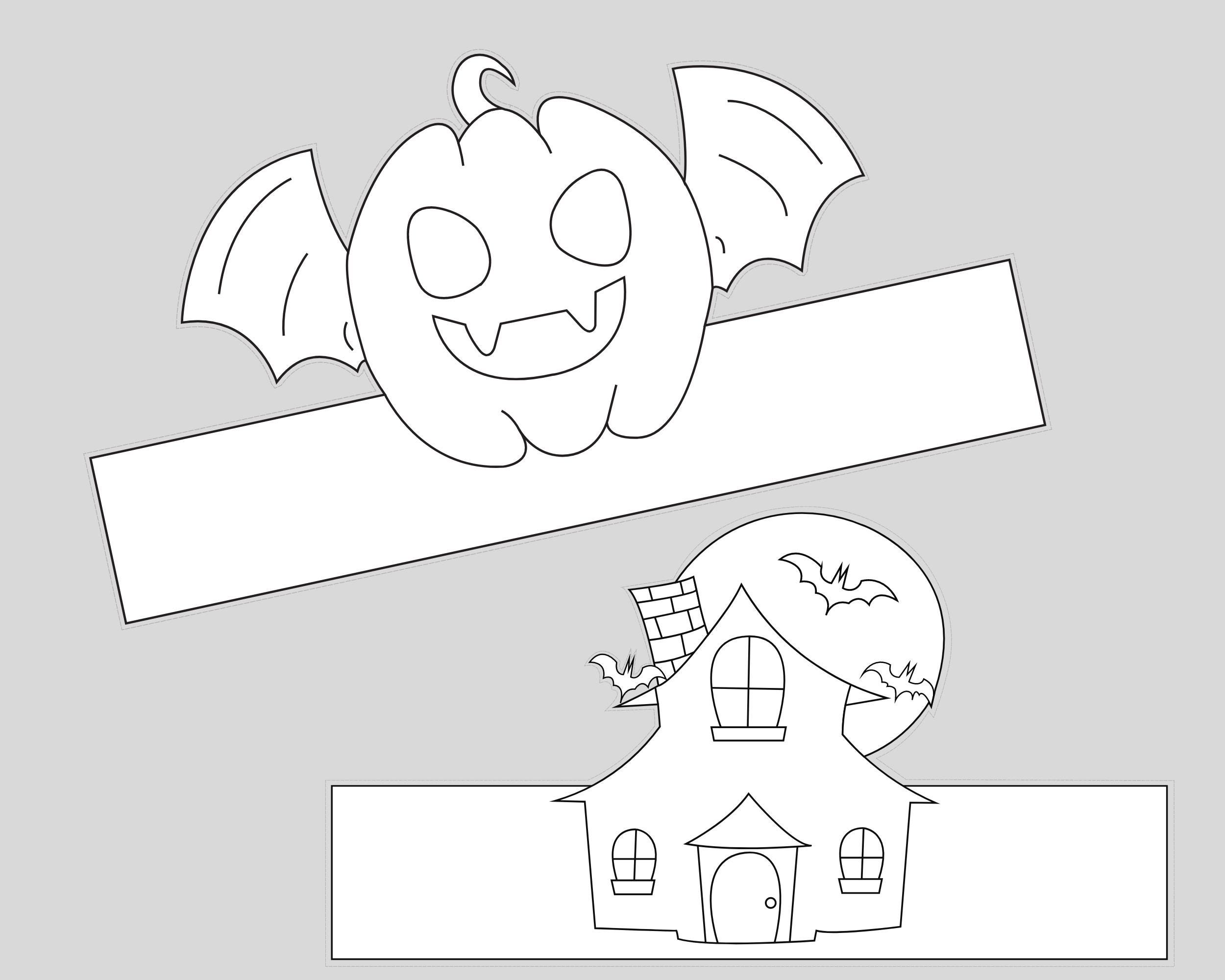 Halloween Paper Crowns, Halloween Coloring Craft, Halloween Party ...
