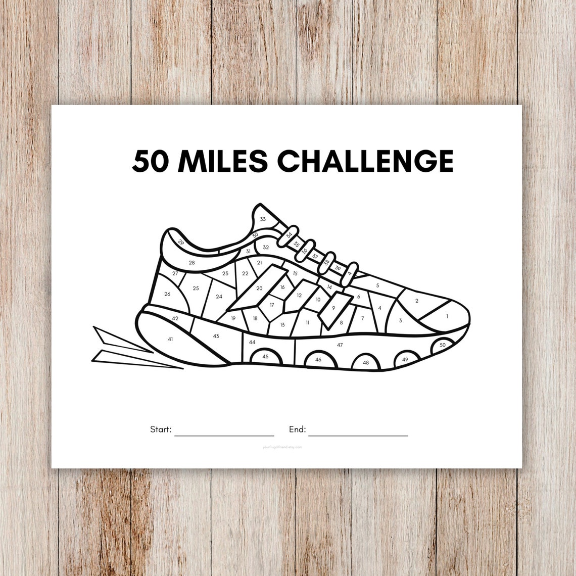 50 Miles Walking/running Challenge Tracker, Printable, Workout Tracker ...