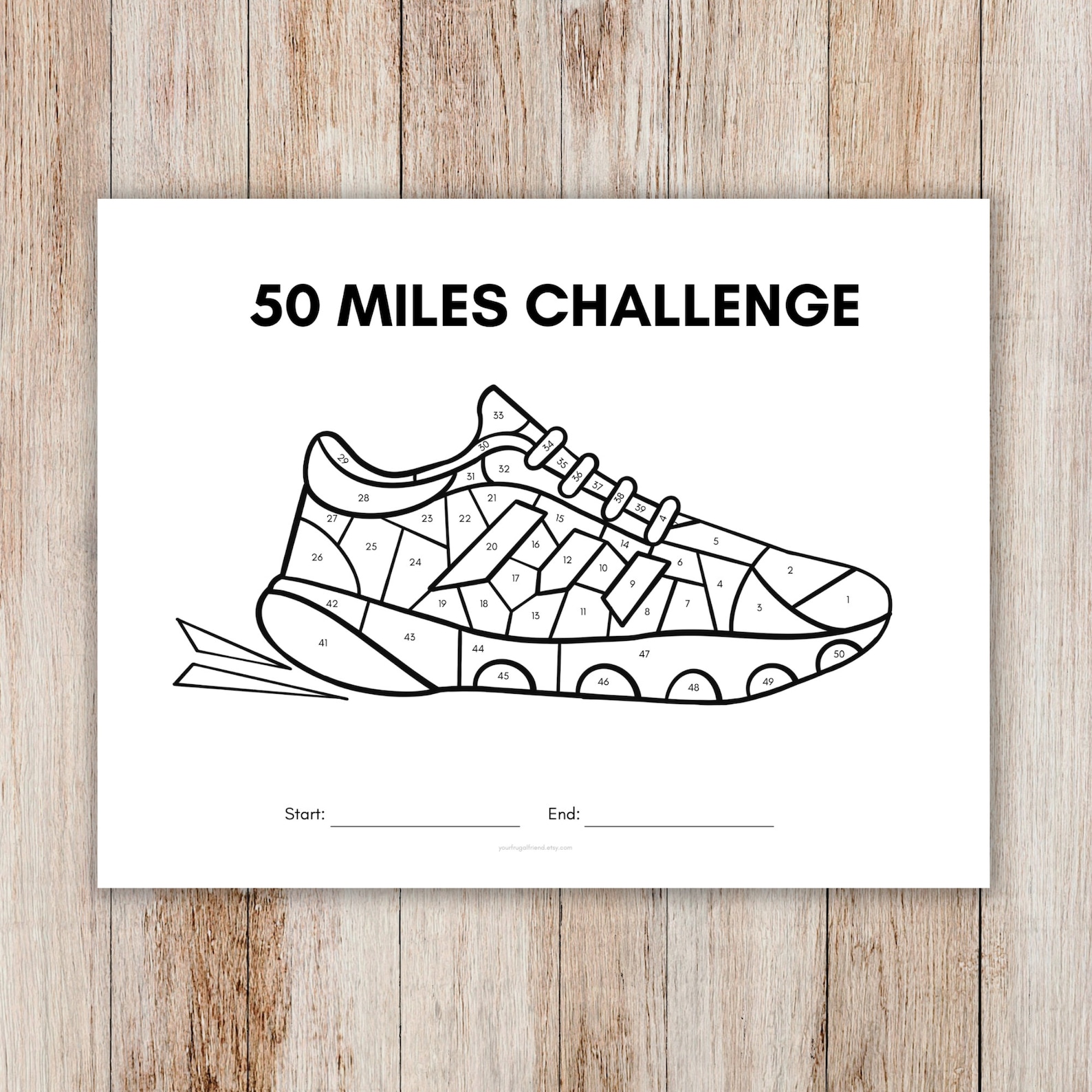 50 Miles Walking/running Challenge Tracker, Printable, Workout Tracker ...