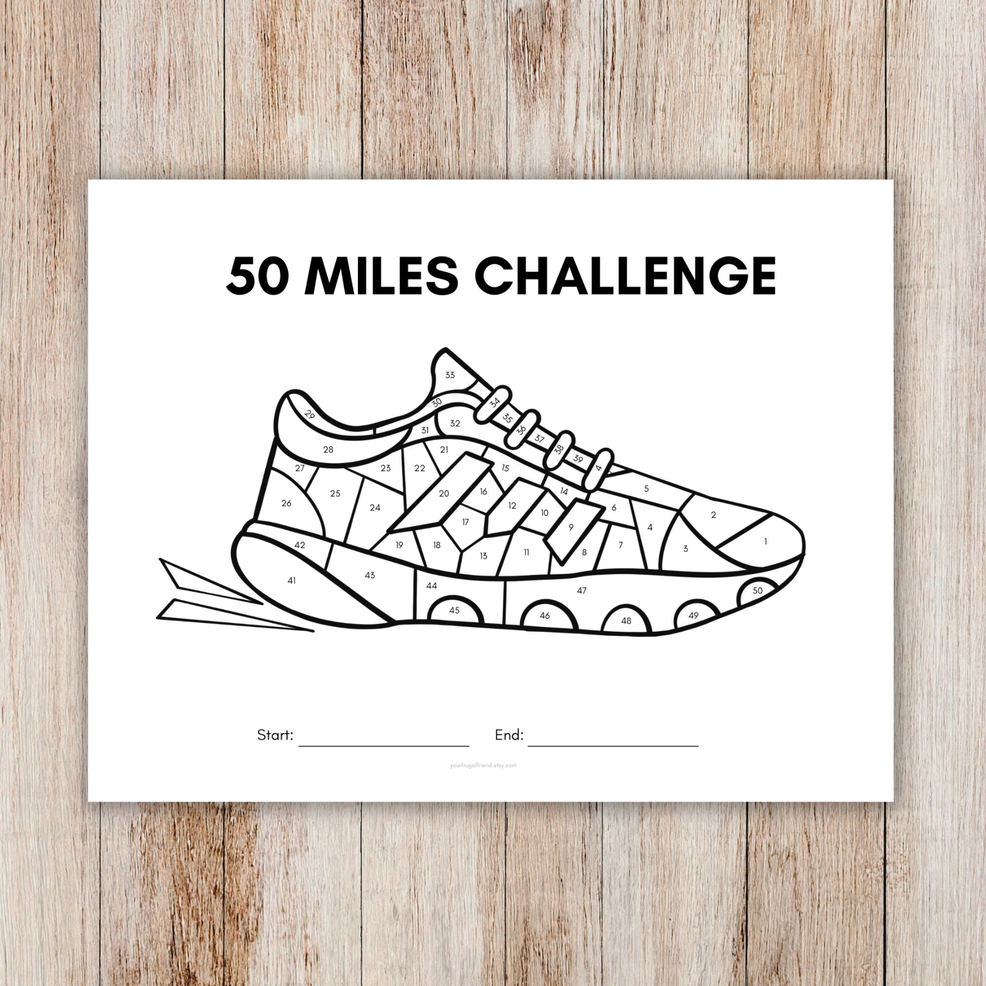 50 Miles Walking/running Challenge Tracker, Printable, Workout Tracker ...