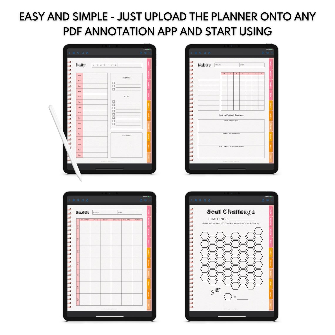 Digital Planner Undated Tie Dye Planner Goodnotes Portrait | Etsy