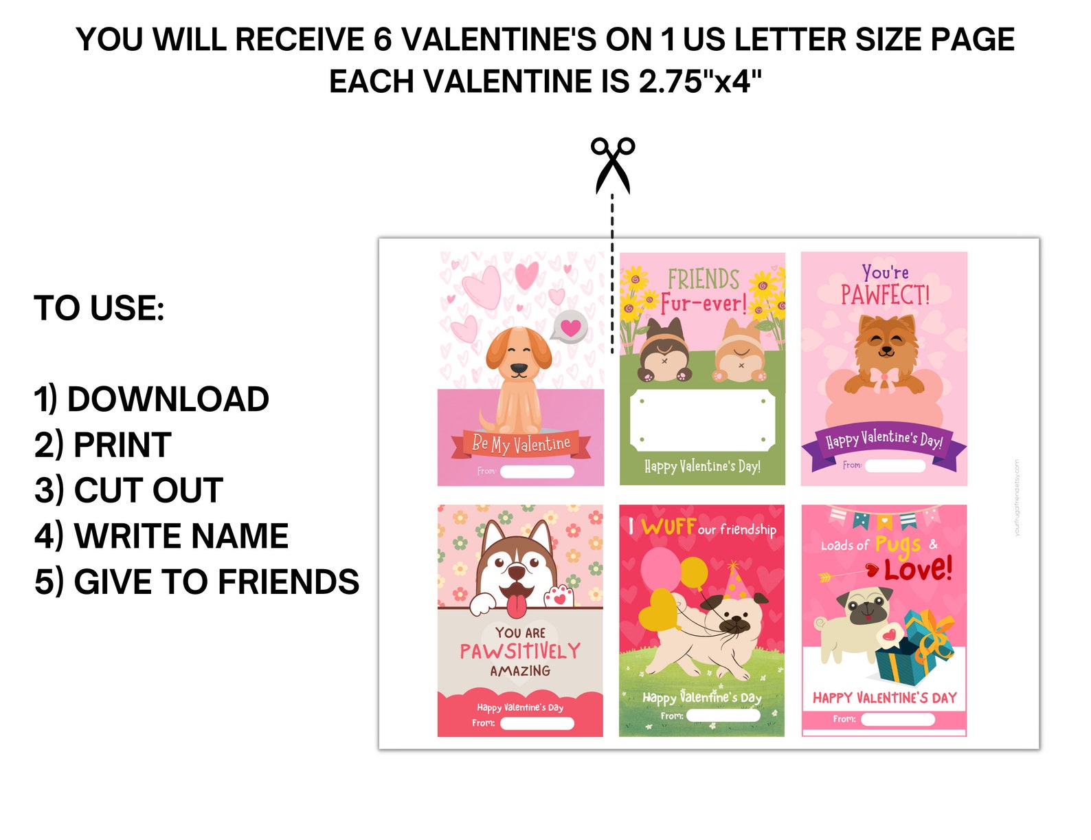 Classroom Valentine Dog Valentine's Day Card Printable - Etsy