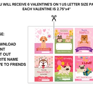 Classroom Valentine, Dog Valentine's Day Card, Printable Valentine's ...