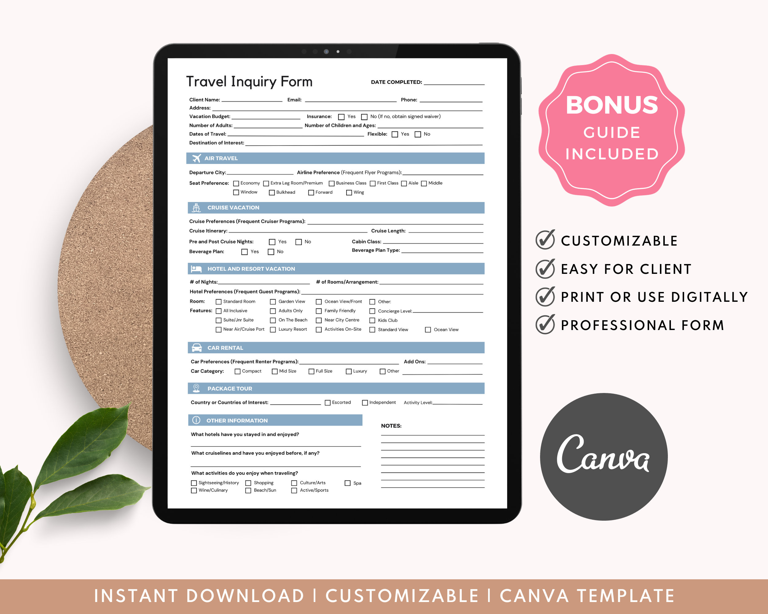 Travel agent intake form 60 photos - Arptravels.com