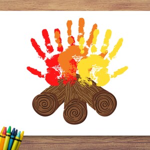 Campfire Hand Print Art, Hand Print Craft, Kindergarten Craft ...