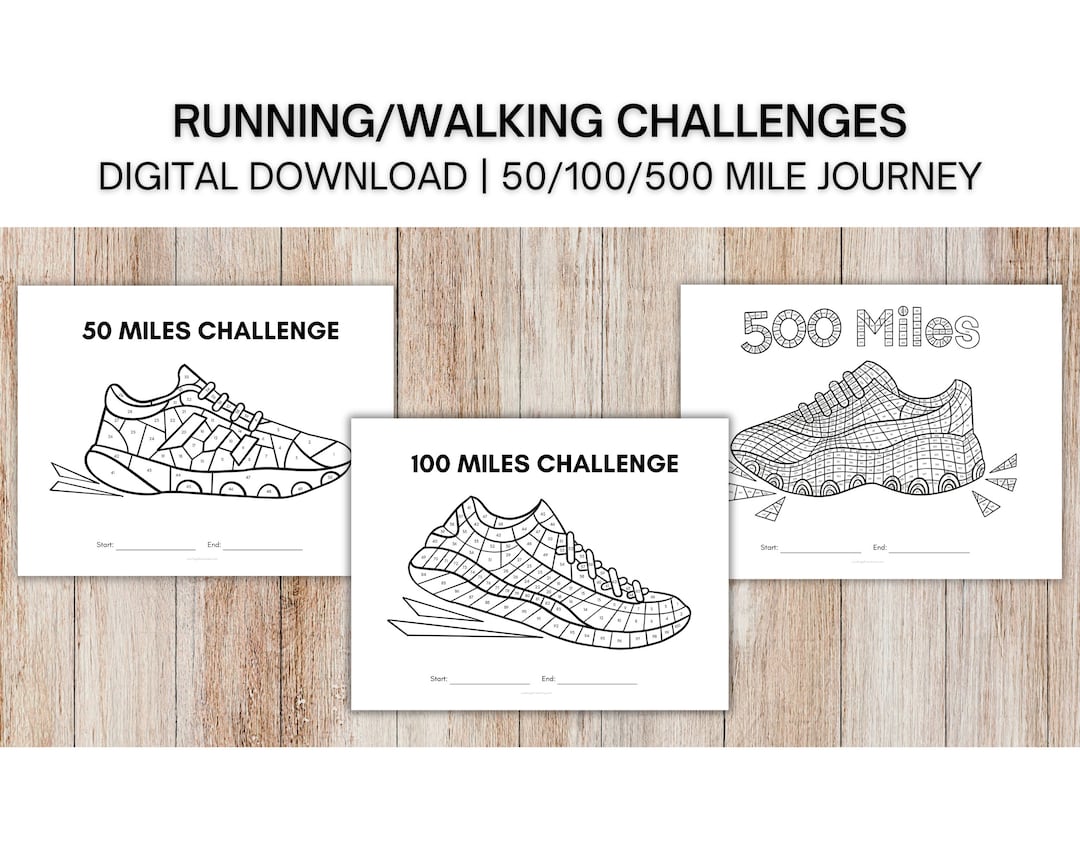 50/100/500 Miles Walking/running Challenge Tracker, Printable, Workout ...